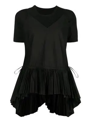 JUUN.J Pleated-hem T-shirt - Black