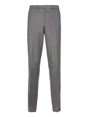 Prada Triangle-logo Mohair-wool Trousers - Grey