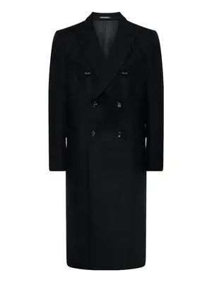 Emporio Armani Double-breasted Virgin Wool Coat - Black