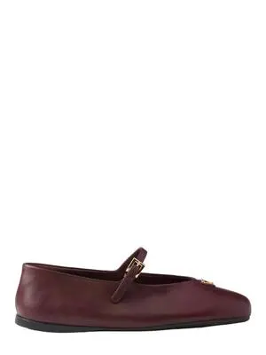 Prada Nappa Leather Ballet Flats With Enamelled Triangle Logo - Red