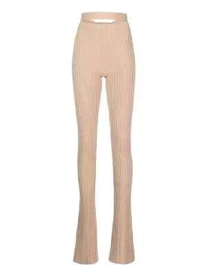 ANDREĀDAMO Ribbed-knit Flared Trousers - Neutrals