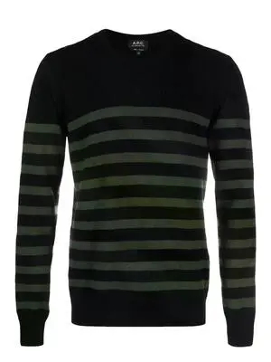 A.p.c. Striped Wool Jumper - Black