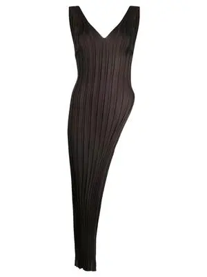 Isabel Benenato Sleeveless Ribbed-knit Dress - Brown