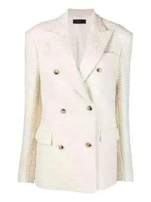 Amiri Knitted Double-breasted Blazer - Neutrals