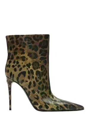 Dolce & Gabbana 105mm Leopard-print Leather Boots - Brown