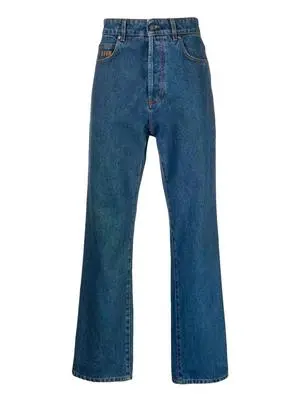 MSGM Logo-embroidered Straight-leg Jeans - Blue