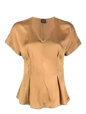 Aspesi Satin-finish Flared Blouse - Brown