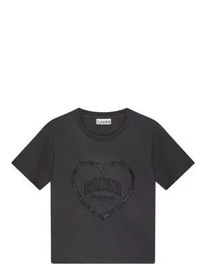 GANNI Heart-motif T-shirt - Grey