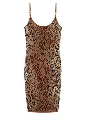 Versace Leopard-jacquard Midi Dress - Brown