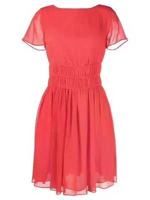 Emporio Armani A-line Dress With Ribbed Waistband - Red