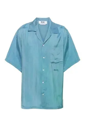 MSGM Camp-collar Satin Shirt - Blue