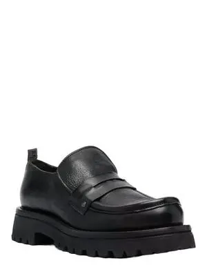 Moma Penny-slot Leather Loafers - Black