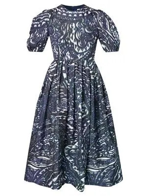Erdem Puff-sleeve Midi Dress - Blue