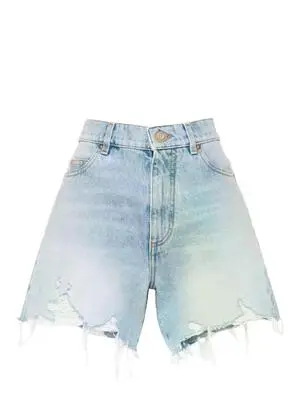 Balmain High-rise Denim Shorts - Blue