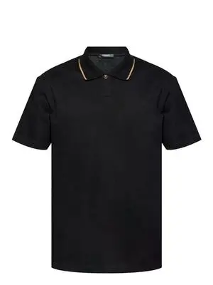 Versace Stripe-detail Polo Shirt - Black