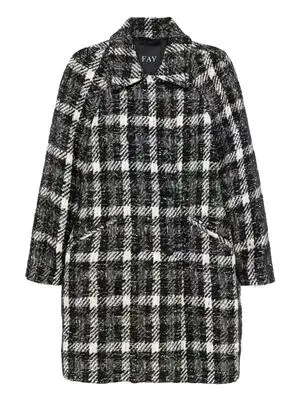 FAY Double-breasted Bouclé Coat - Black