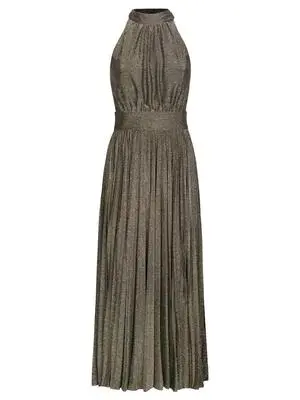 Dolce & Gabbana Midi Pleated Silk Dress - Silver