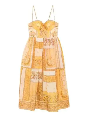 Zimmermann Lucky Corset Midi Dress - Yellow