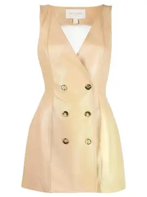 Matériel Backless Faux-leather Mini Dress - Neutrals