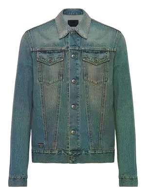 Prada Triangle-logo Denim Blouson Jacket - Blue