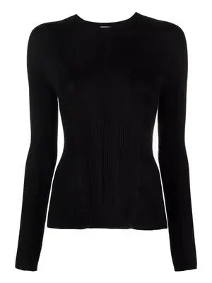 LANVIN Long-sleeve Ribbed-knit Top - Black
