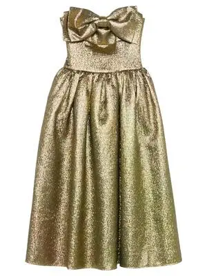 SELF-PORTRAIT Metallic Midi Dress - Gold