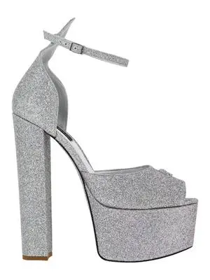 Philipp Plein 120mm Glitter-detailing Leather Sandals - Silver