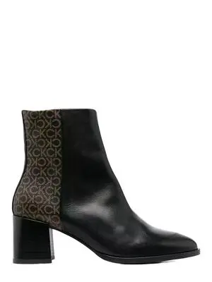 Calvin Klein Monogram-print Ankle Boots - Black