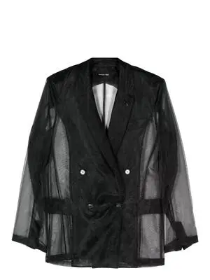 Patrizia Pepe Sheer Double-breasted Blazer - Black