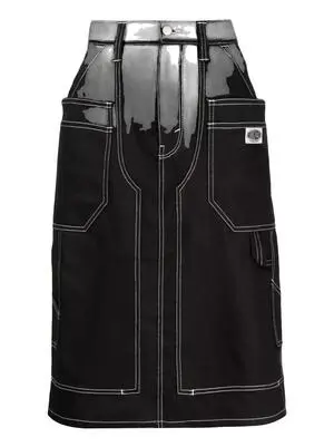 GROUND ZERO Panelled Denim Midi Skirt - Black