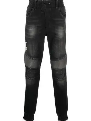 Philipp Plein Drawstring-waist Tapered Jeans - Black
