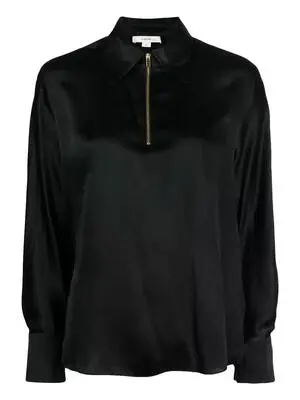 Vince Silk Long-sleeve Blouse - Black