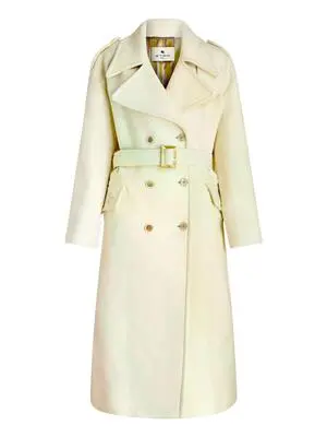 Etro Belted Double-breasted Virgin Wool Coat - Neutrals