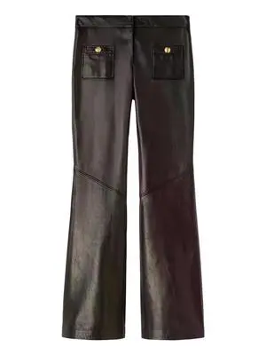 Palm Angels Mid-rise Leather Flared Trousers - Black