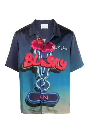 BLUE SKY INN Logo-print Short-sleeved Shirt - Blue