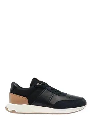 TOD'S Leather-Trimmed Low-Top Sneakers Blue