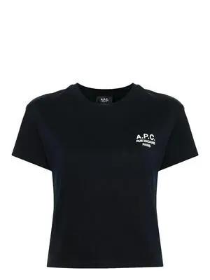 A.p.c. Logo-embroidered Cotton T-shirt - Blue