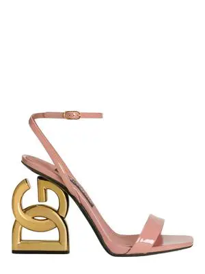 Dolce & Gabbana Keira Patent Leather Sandals With Dg Logo Heel - Pink
