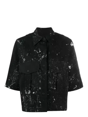 SONG FOR THE MUTE Paint-splatter Short Sleeve Shirt - Black