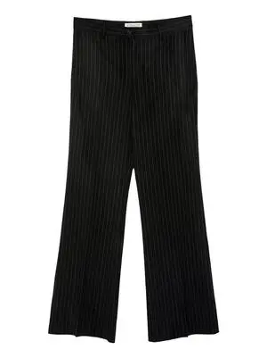 MIDNIGHT RODEO Pinstripe Flared Trousers - Black