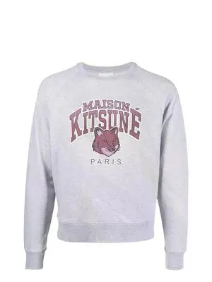 Maison Kitsuné Logo-print Cotton Sweatshirt - Grey