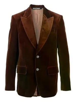 Palm Angels Single-breasted Velvet Blazer - Brown