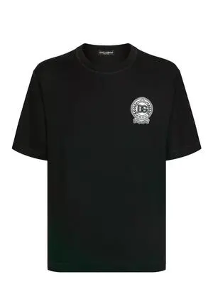 Dolce & Gabbana Dg-embroidered Cotton T-shirt - Black