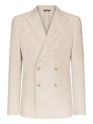 Dolce & Gabbana Pinstriped Linen Blazer - Neutrals