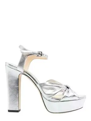 JIMMY CHOO 120mm Heloise Metallic Nappa Leather Sandals - Silver