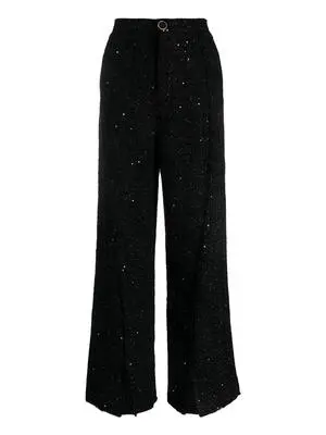 Gcds Tweed Tailored Trousers - Black