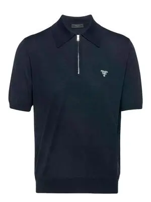 Prada Half-zip Wool Polo Shirt - Blue