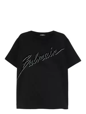 Balmain Flocked-logo T-shirt - Black