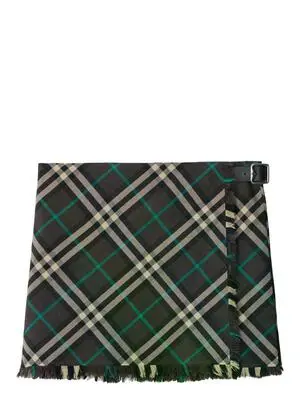 Burberry Check-Pattern Mini Skirt Grey