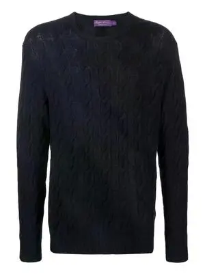 Ralph Lauren Purple Label Cable-knit Crew Neck Sweater - Blue